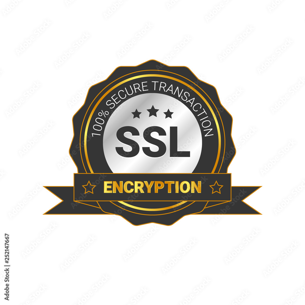 SSL Certified/certificate 100% secure transaction with encryption. illustration ssl certificate ...