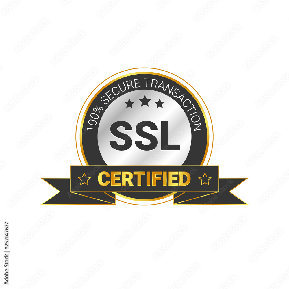 SSL Certified/certificate 100% secure transaction with encryption. illustration ssl certificate ...