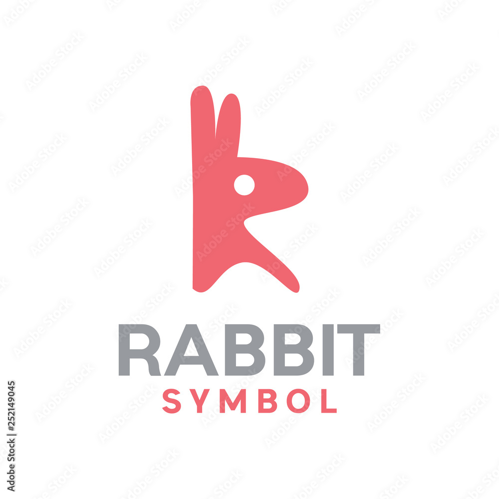 Flat Hand Rabbit Animal Logo Vector Graphic Design Stock Vector | Adobe ...