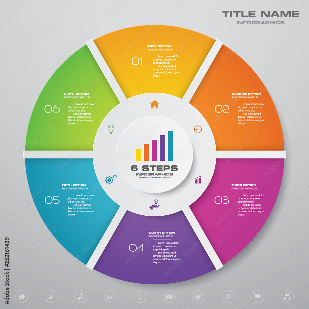6 steps cycle chart infographics elements. EPS 10. Stock Vector | Adobe ...