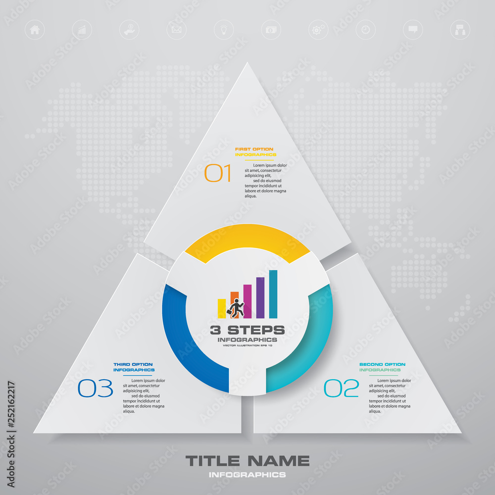 3 steps simple&editable process chart infographics element. EPS 10 ...