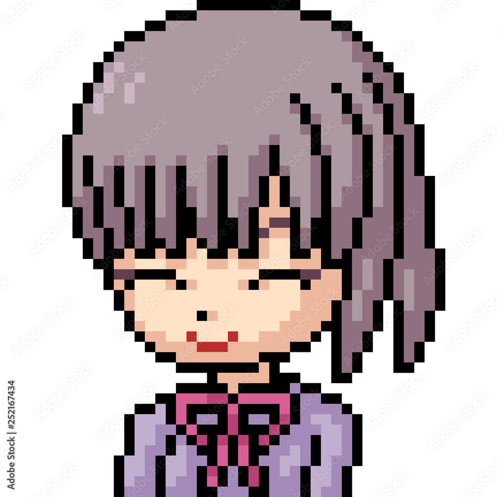 vector pixel art anime girl Stock Vector | Adobe Stock