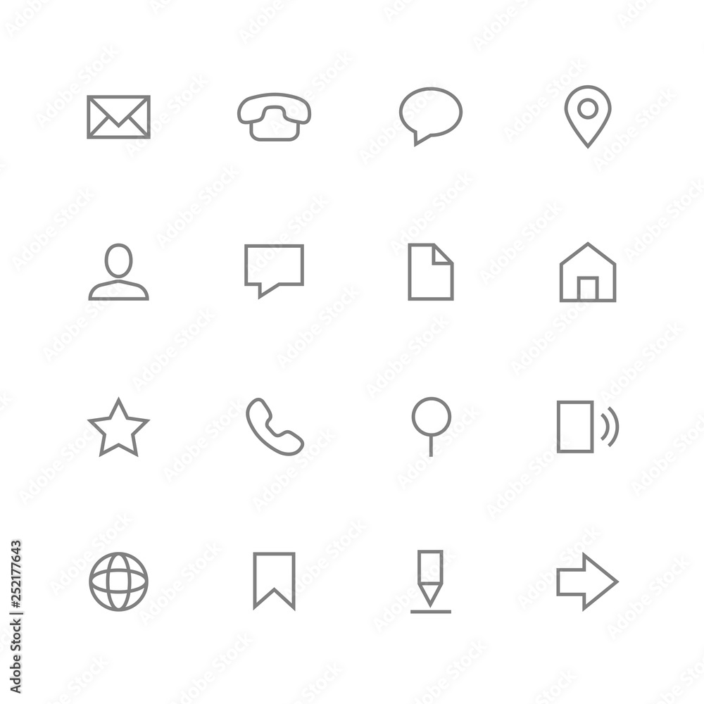 outline contact and web icons set Stock Vector | Adobe Stock