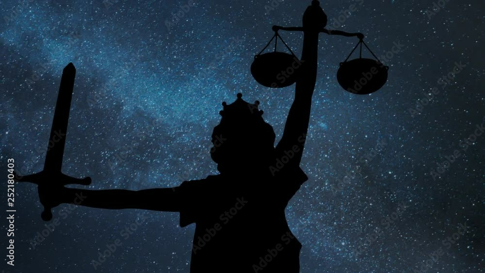 Video Stock Symbol of Justice by Night with Stars and Milky Way in ...
