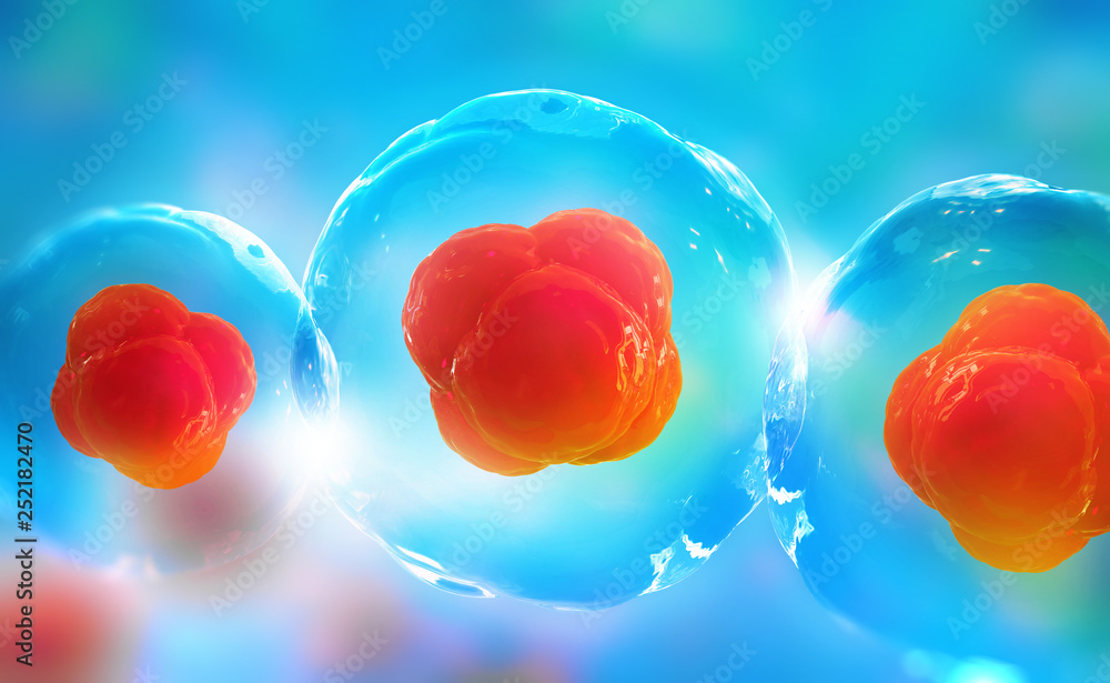 Research of stem cells. Cells under a microscope. Cellular Therapy ...