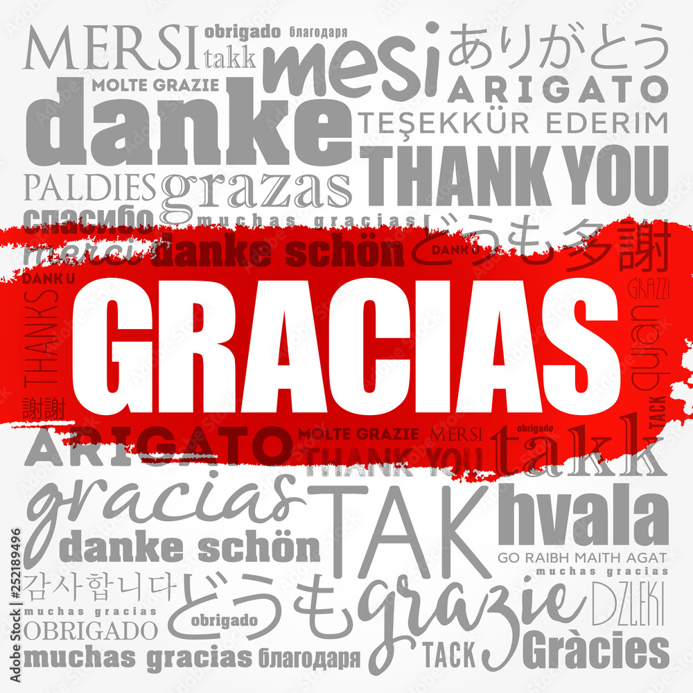 Gracias (Thank You in Spanish) word cloud in different languages Stock ...