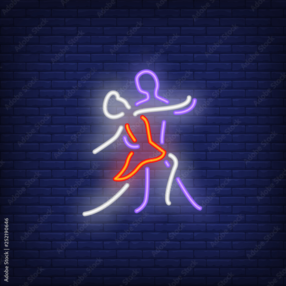 Dancers couple dancing neon sign Stock Vector | Adobe Stock