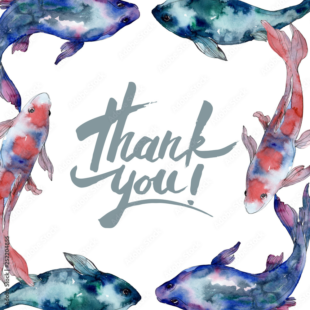 Spotted aquatic underwater colorful tropical fish set. Watercolor ...