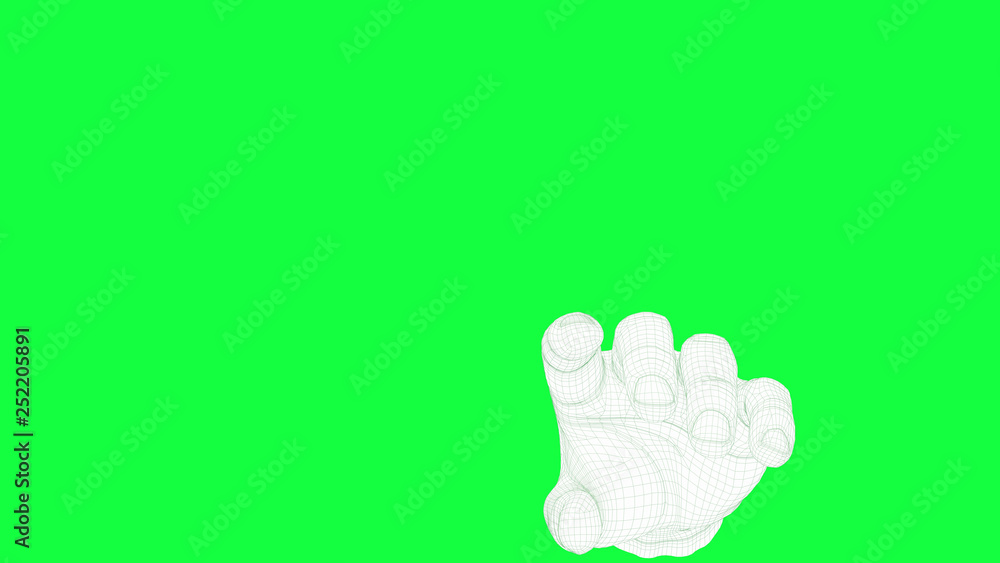 digital hand in wireframe isolated and artificially created by a ...
