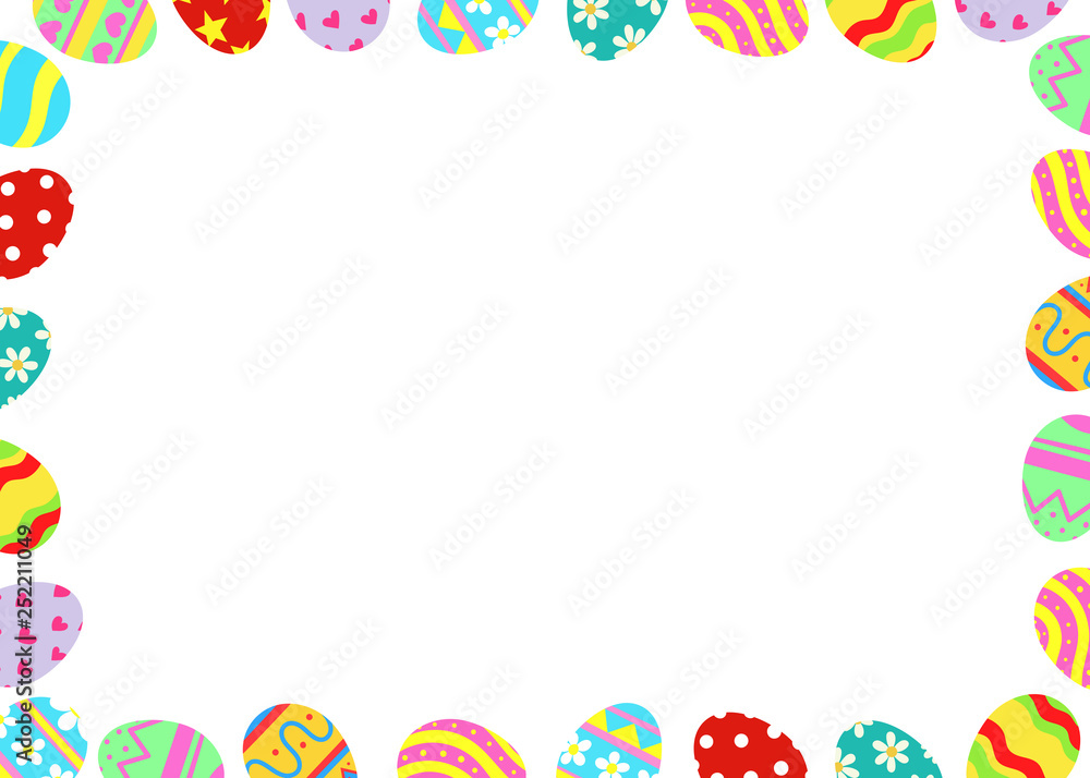 Easter eggs frame border with a black space for a text, logo, or ...
