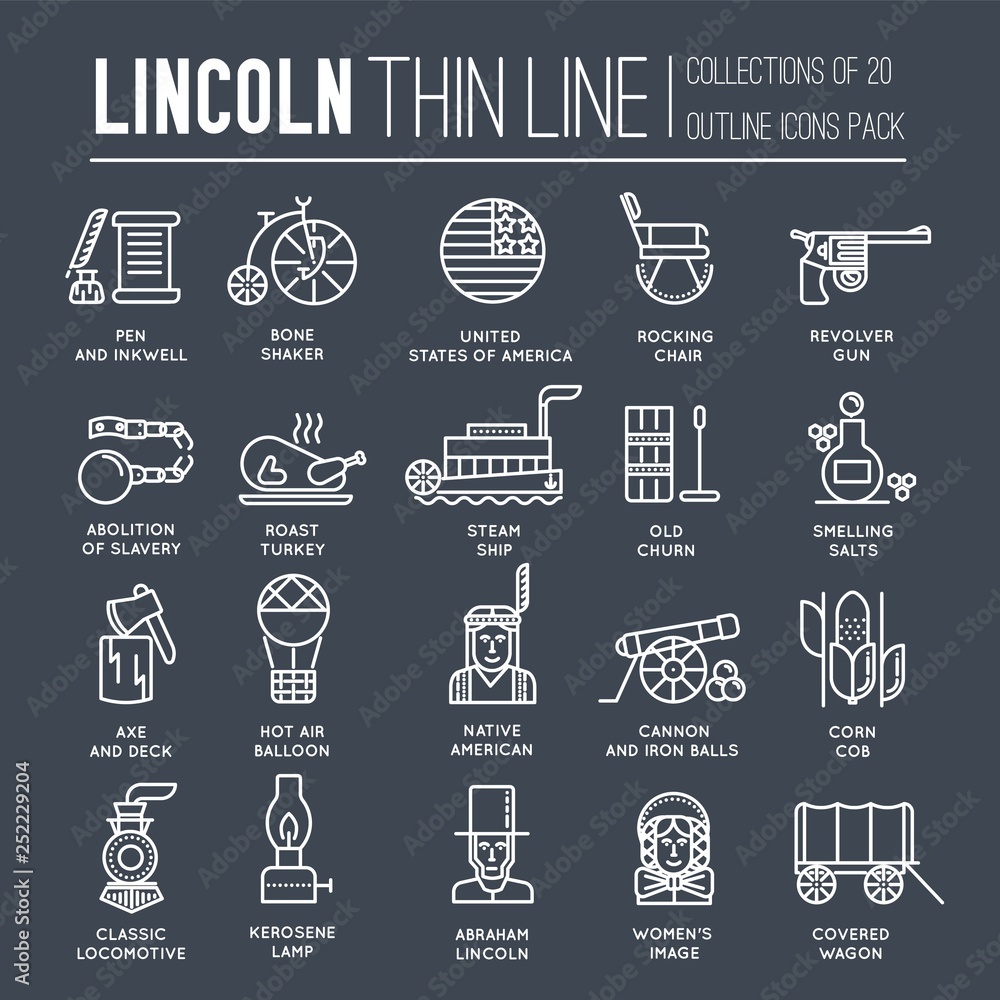 President Abraham Lincoln day with historical XIX (19) century elements ...