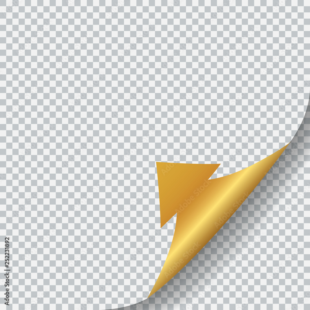 Elegant golden arrow corner with realistic transparent shadow isolated ...