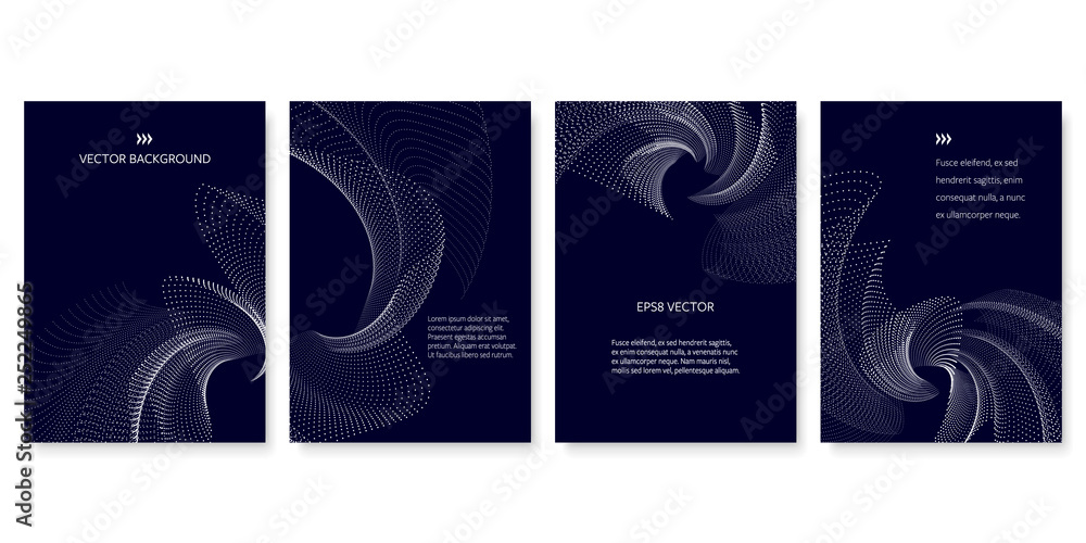 Set of Futuristic Cover Design Templates with Wavy Dots. EPS8 Vector ...