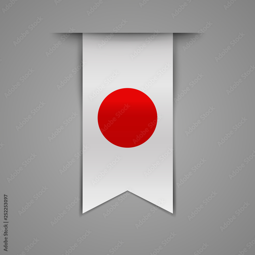 Flag of Japan. Bookmark banner ribbon. Realistic. Vector illustration ...