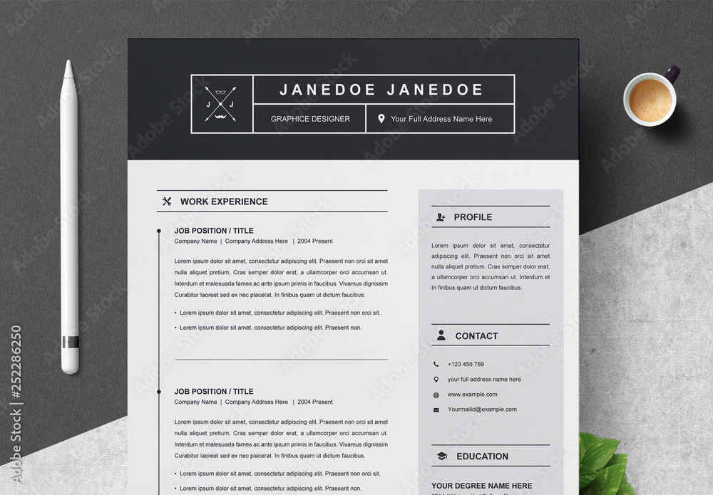 Black and Gray Resume, Cover Letter, and Reference Sheet Layout Stock ...