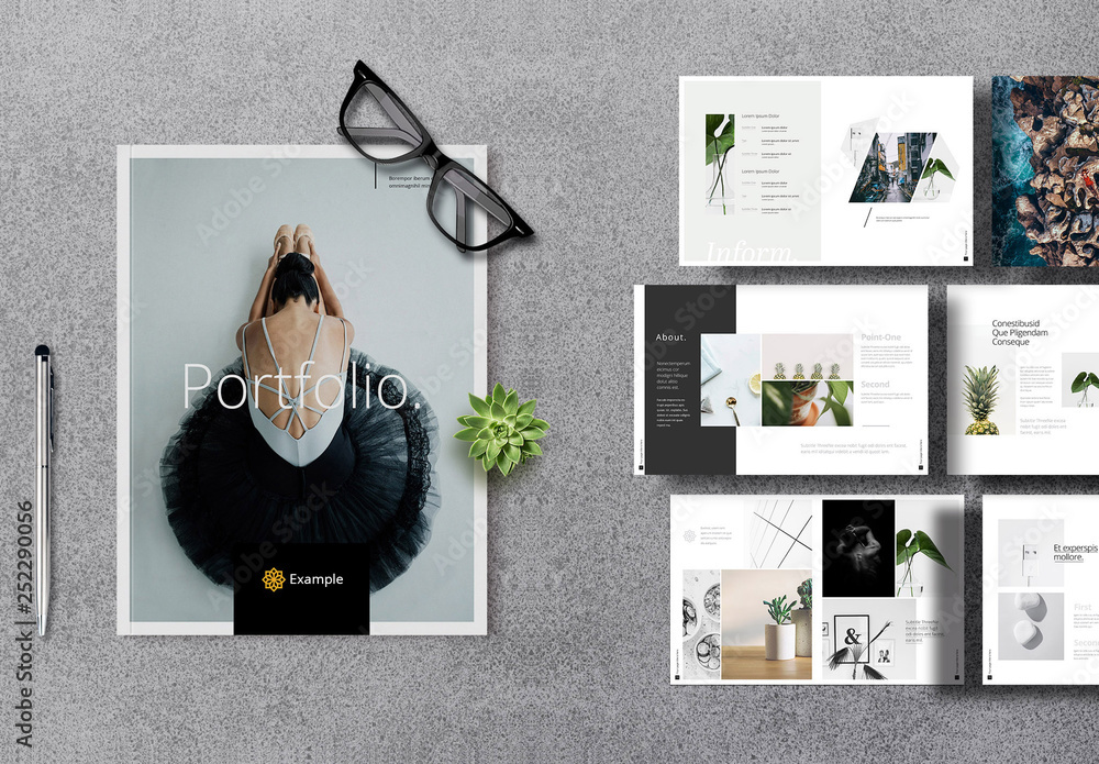 Photography Portfolio Layout with Gray Elements Stock Template | Adobe ...