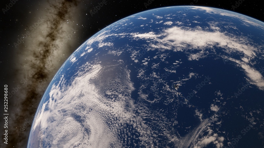 Planet Earth from space 3D illustration orbital view, our planet from ...