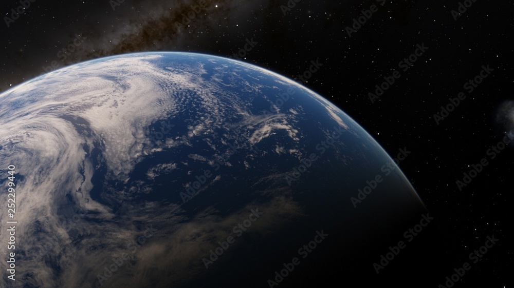 Planet Earth from space 3D illustration orbital view, our planet from ...