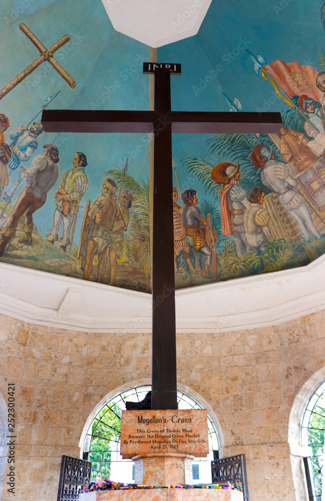 Magellan's Cross at Cebu City, Philippines. Christian cross set by ...