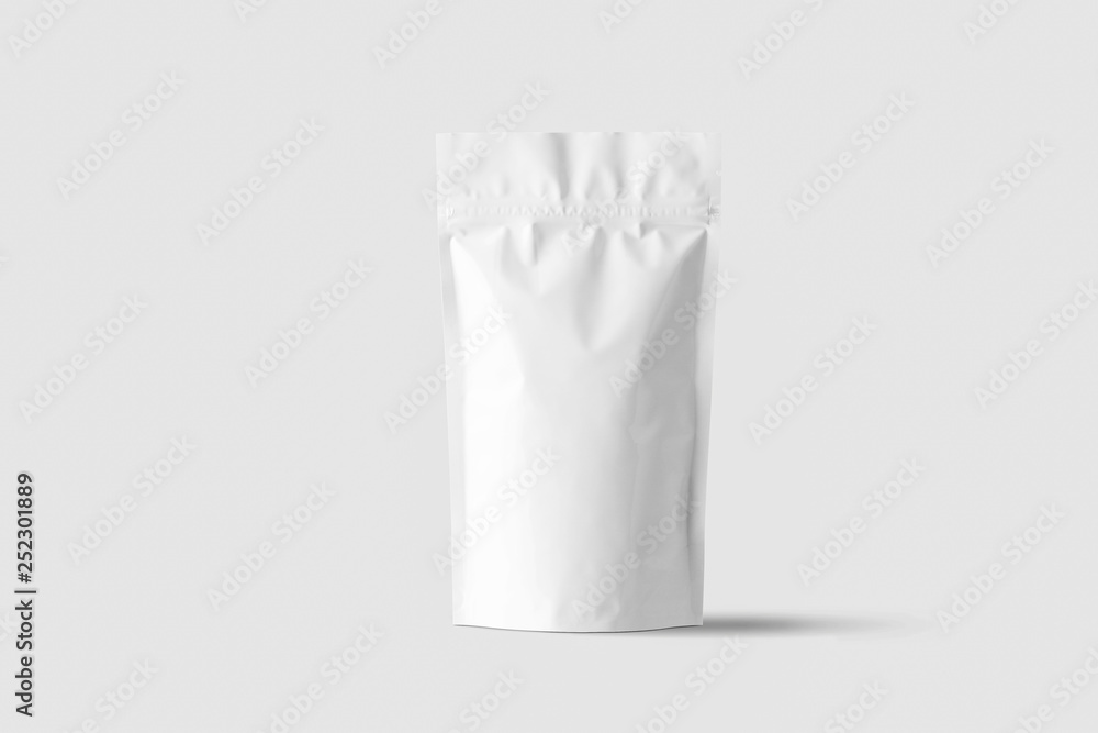 Craft paper pouch bag front view isolated on white background ...