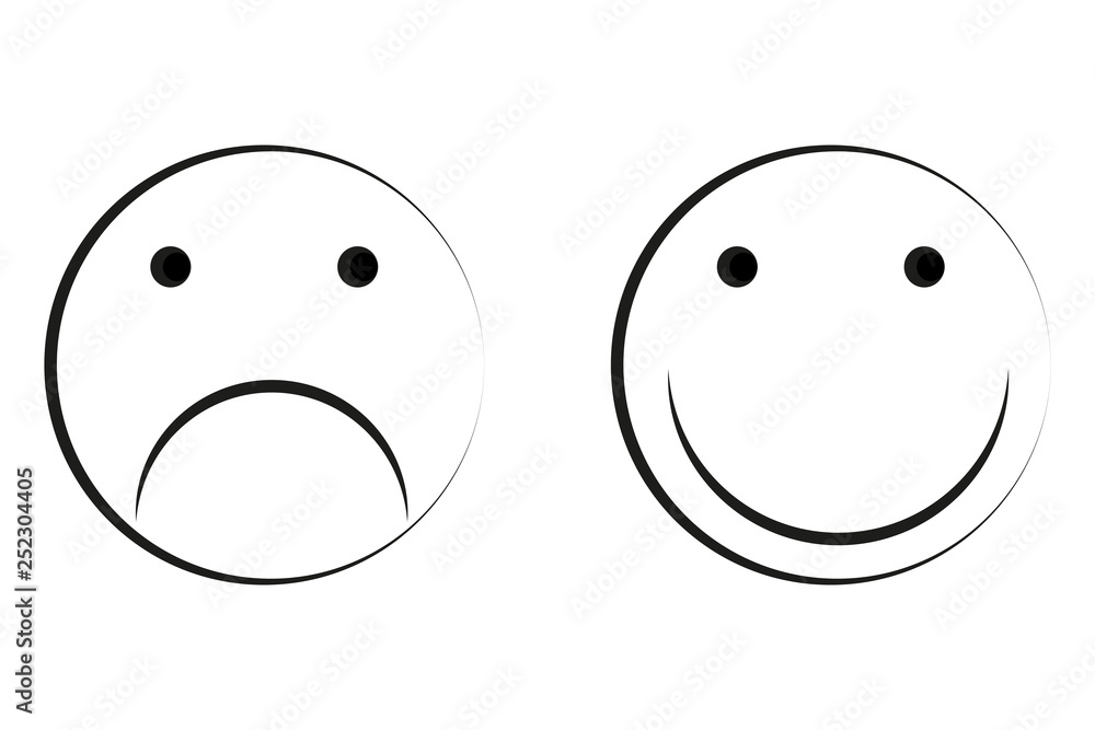 Cara triste y cara contenta. vector de Stock | Adobe Stock