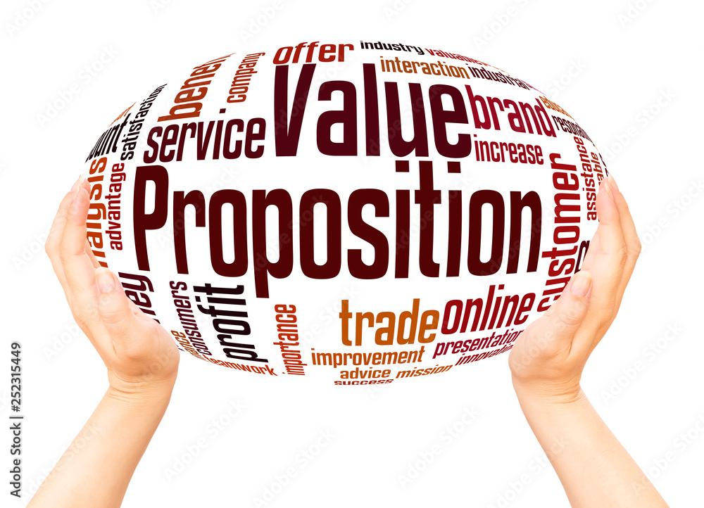 Value Proposition word cloud hand sphere concept Stock Illustration ...