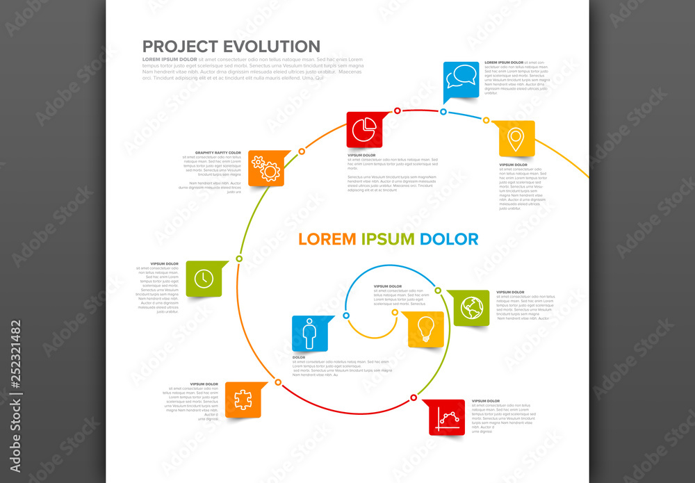 Infographic Layout with Spiral Design Element Stock Template | Adobe Stock