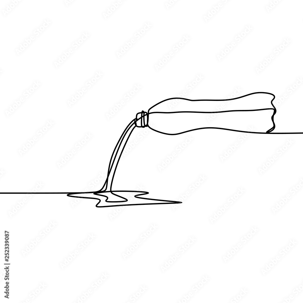 Continuous line art drawing of a hand poring water form a bottle Stock ...