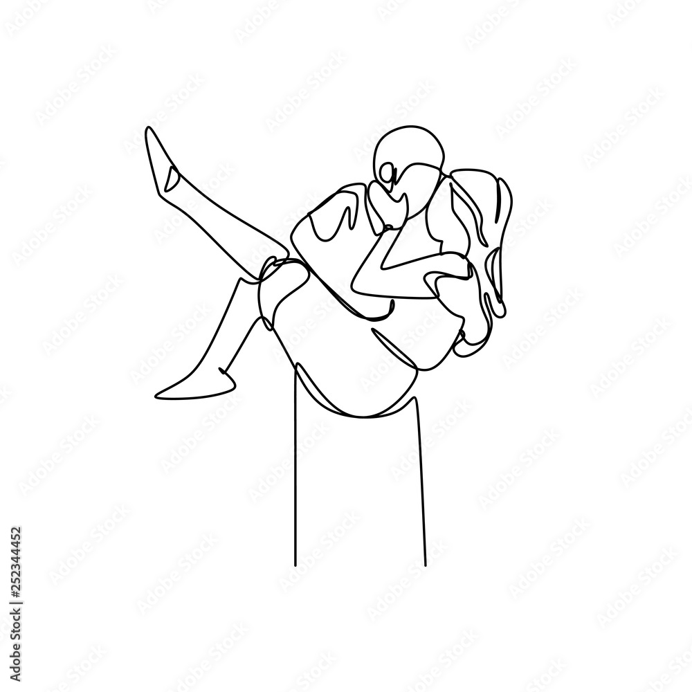 Concept of romantic couple in love continuous line drawing vector ...