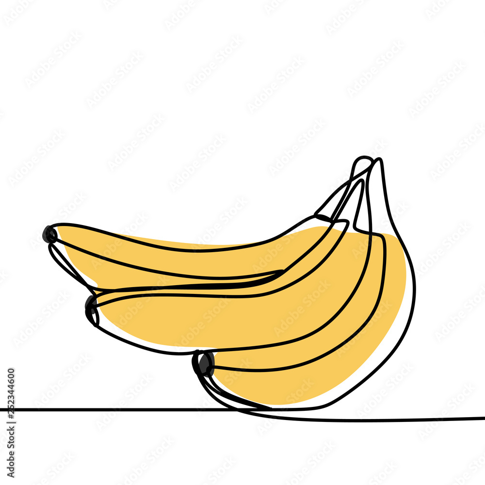 Banana continuous line art drawing vector illustration minimalist ...