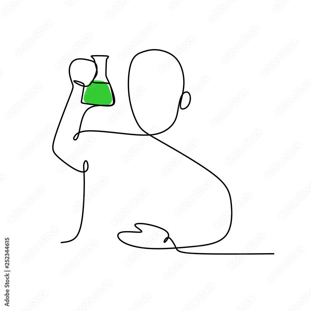 Continuous line drawing of a person take a look and see chemical ...