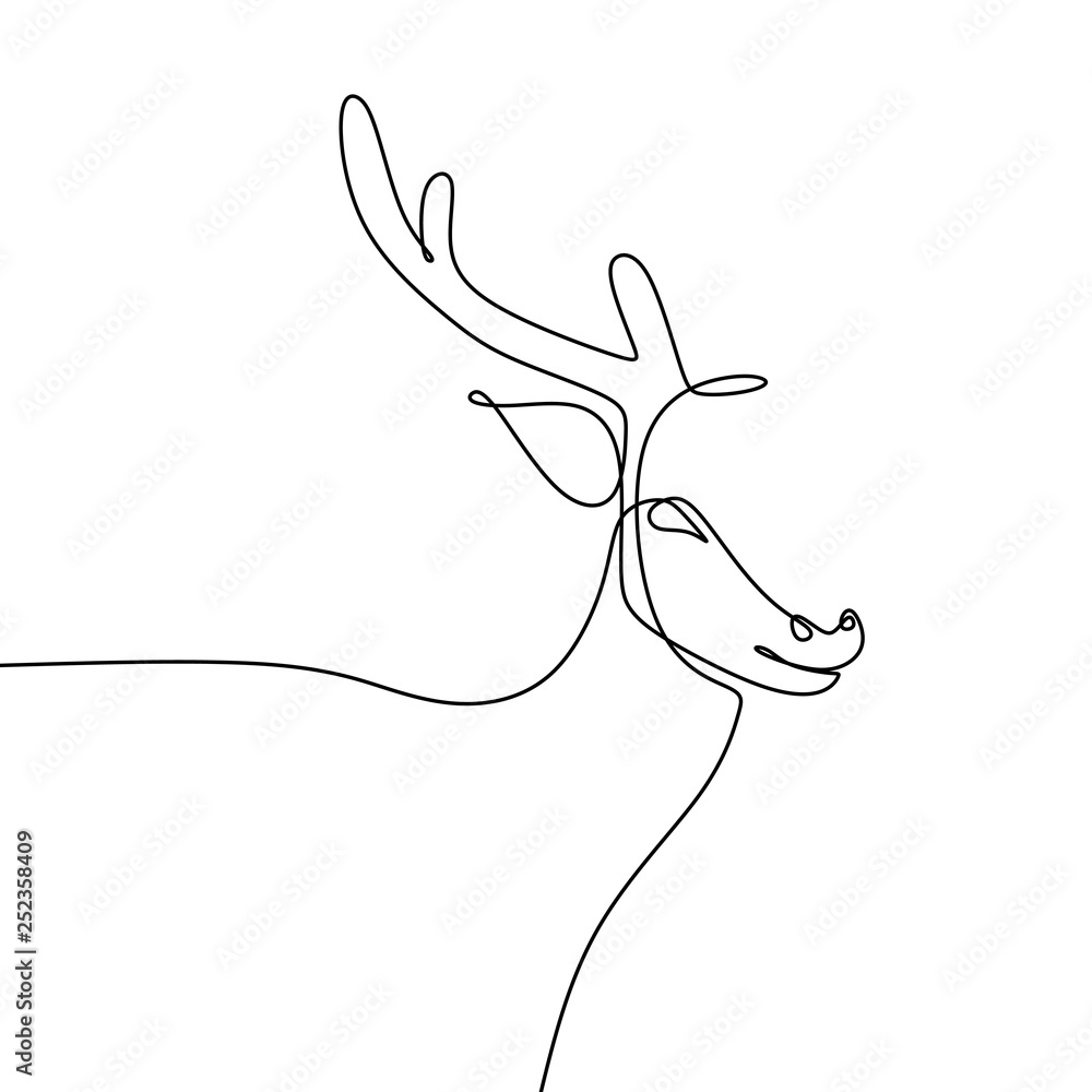Deer continuous one line drawing vector illustration Stock Vector ...