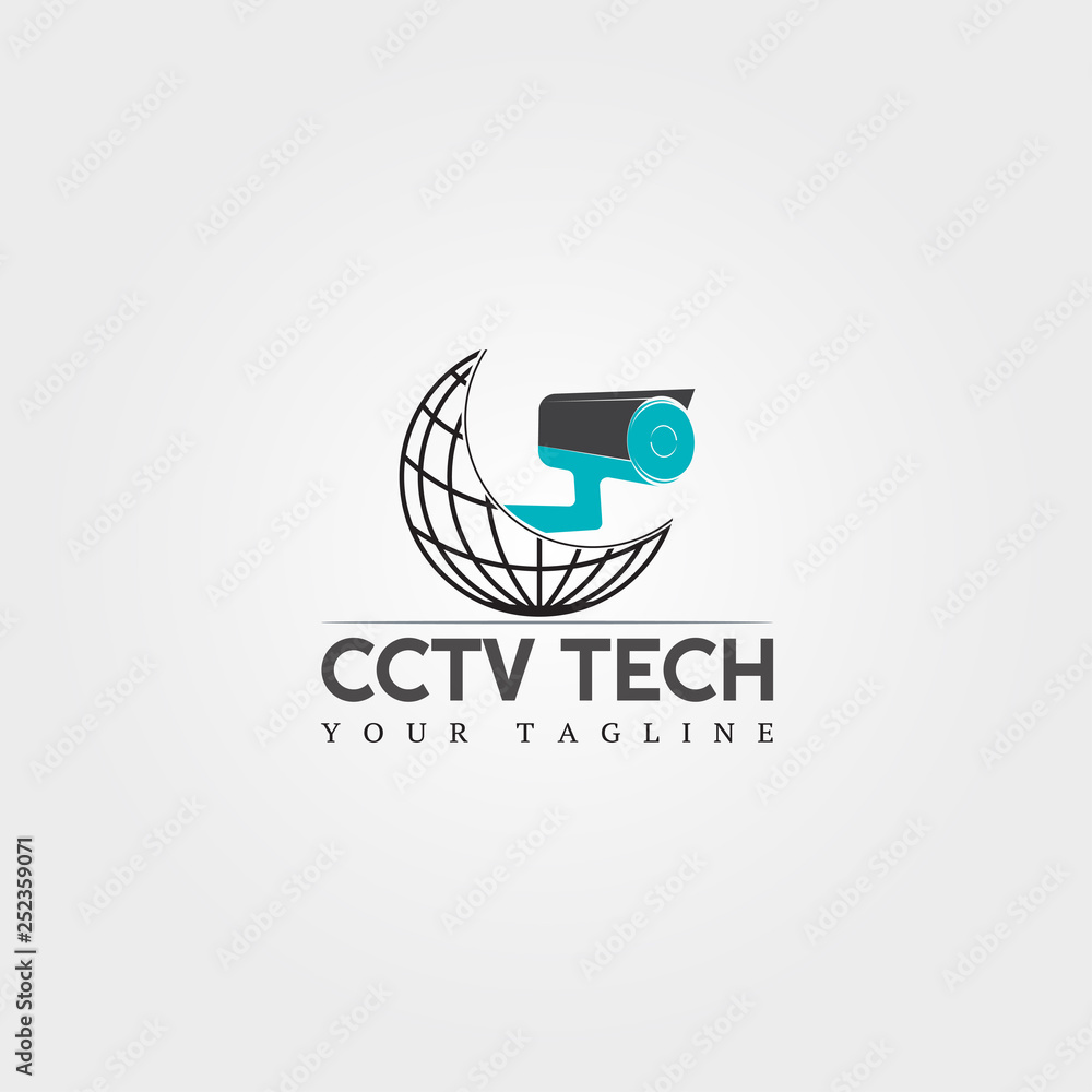 Cctv camera icon template, vector logo technology creative ...