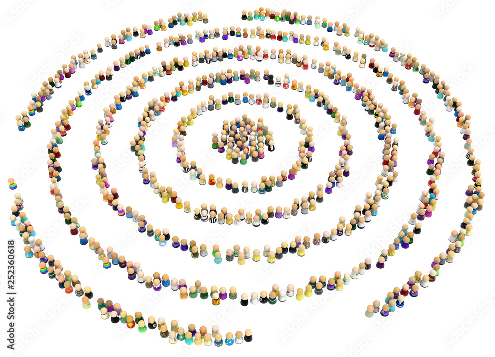 Cartoon Crowd, Circle Ripple Stock Illustration | Adobe Stock