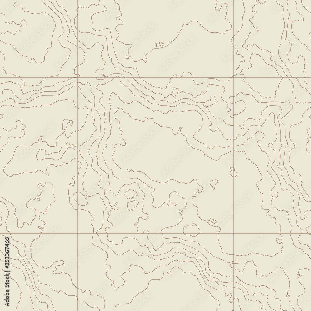 Seamless topographic map. A height map with contour lines. Abstract ...