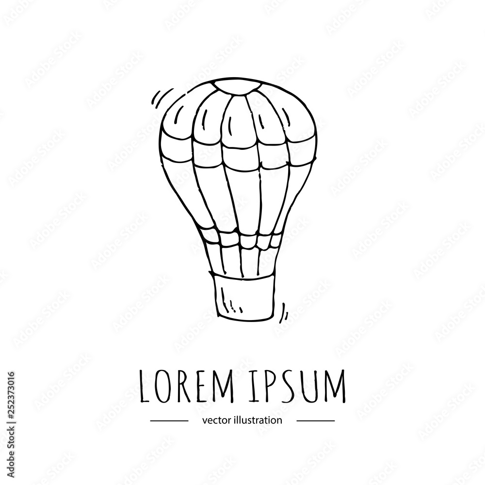 Hand drawn doodle hot air baloon icon Vector illustration Flying ...