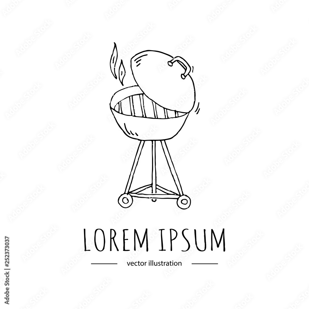 Hand drawn doodle BBQ party icon Vector illustration summer barbecue ...