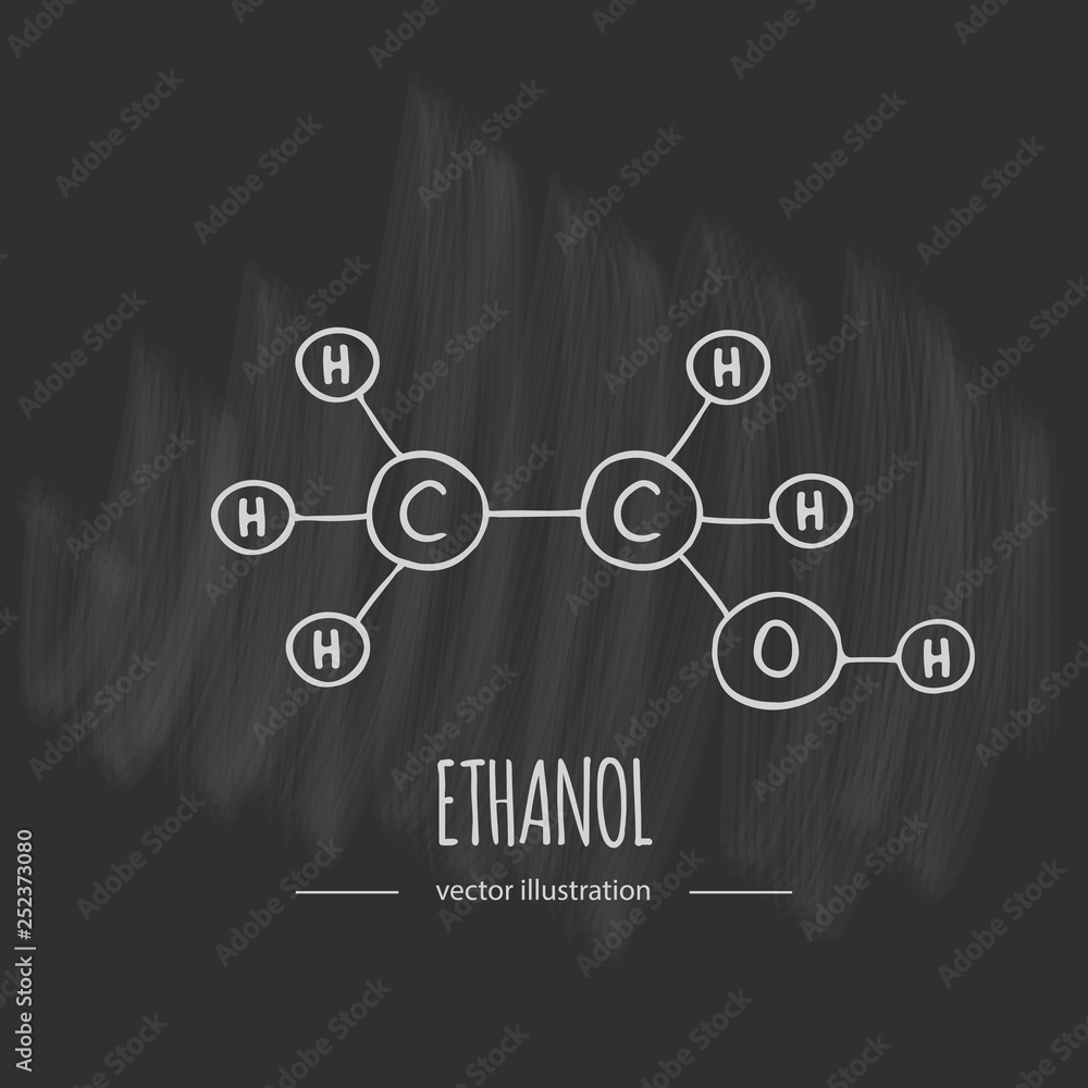 Hand drawn doodle Ethanol chemical formula icon Vector illustration ...