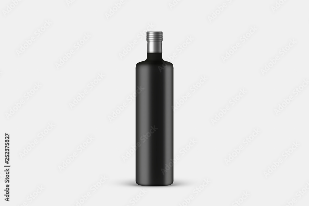 Blank black Ceramic bottle Mock-up isolated on soft gray background.Can ...