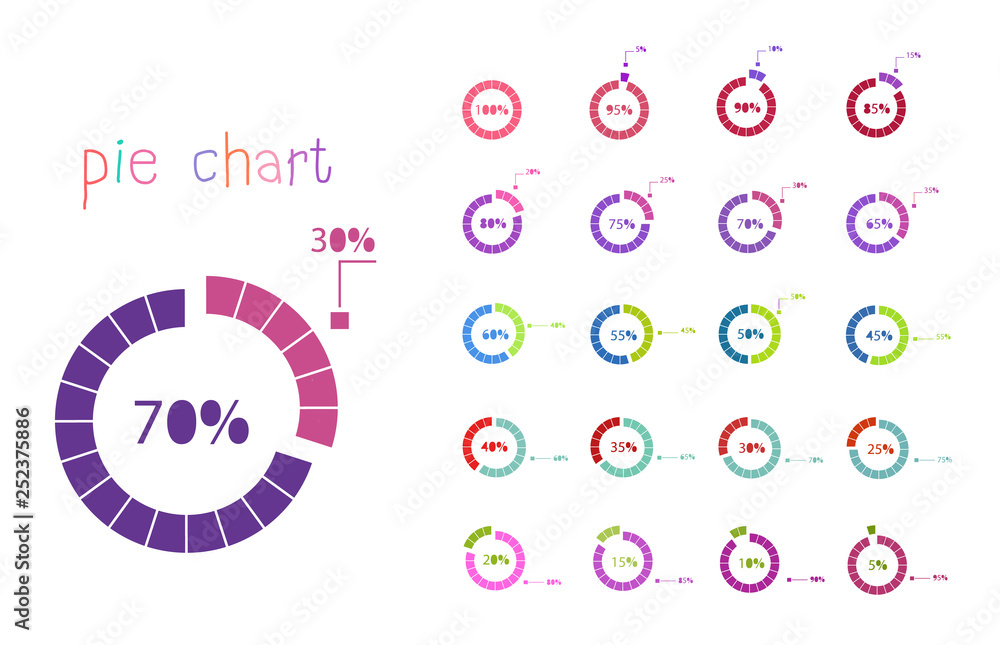 Set of business cycle flow diagrams, pie chart for documents,reports ...