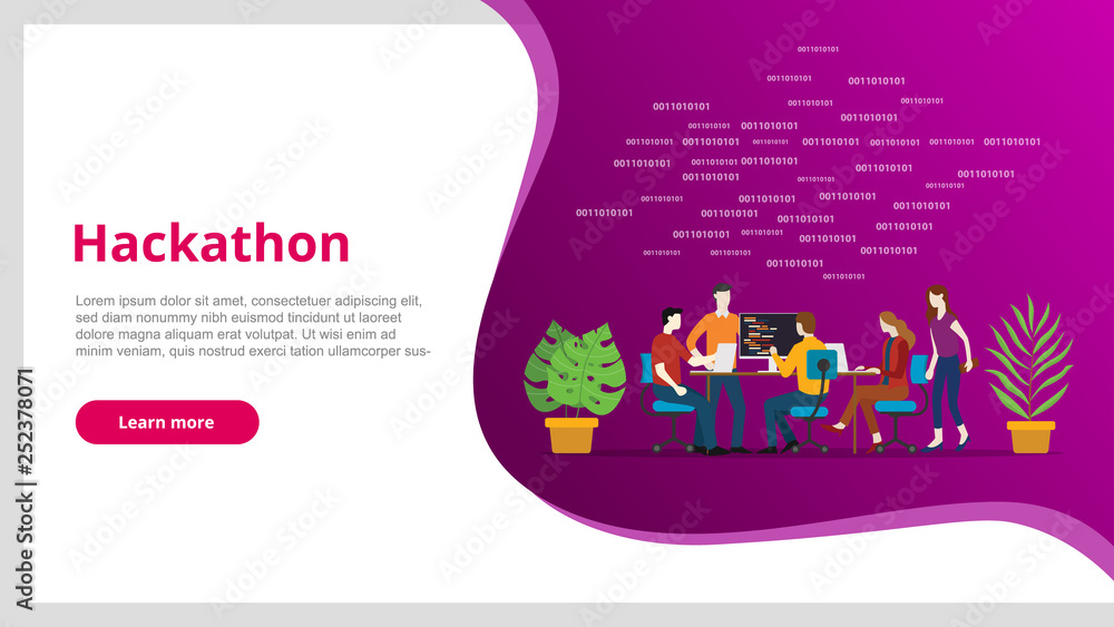 hackathon concept team programming for website template banner design ...
