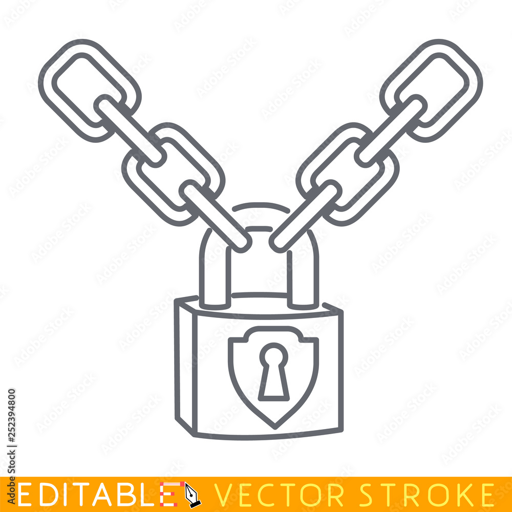 Locked chain icon. White background. Easy changing vector with editable ...