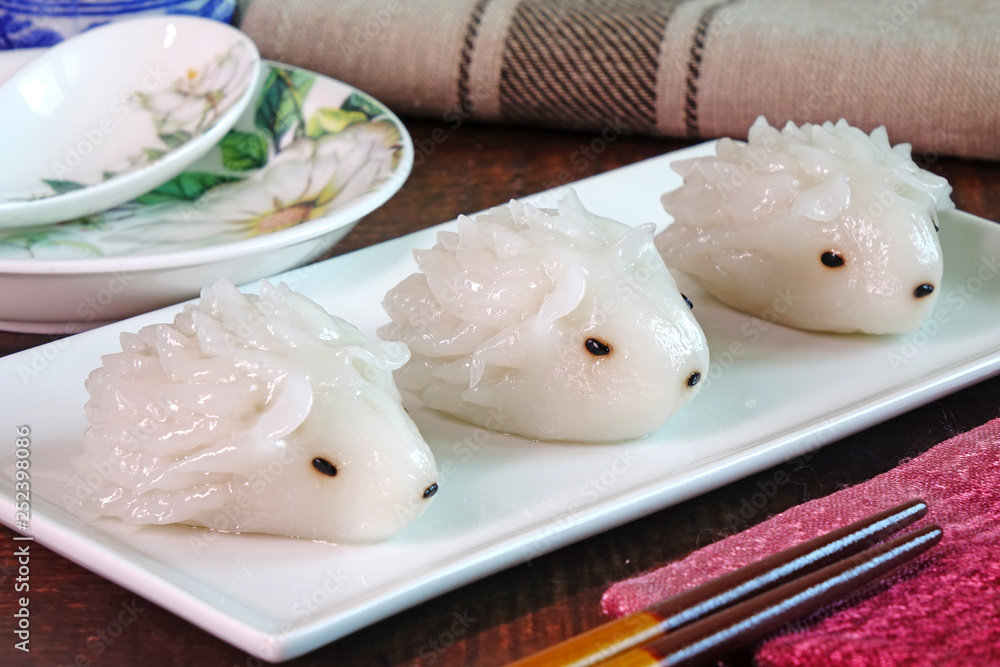 Dumpling : Cute porcupine shaped dumpling, delicious traditional asian ...