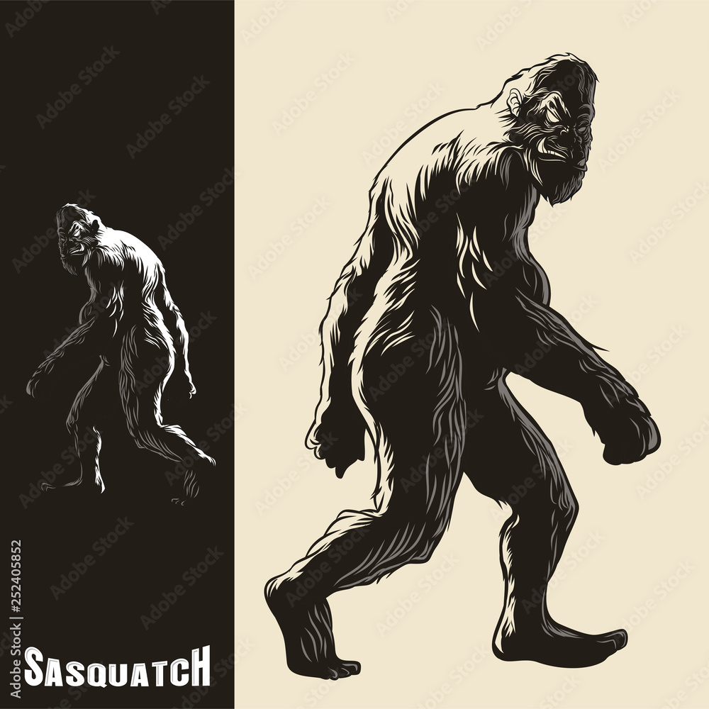 Sasquatch monkey gorilla walking Stock Vector | Adobe Stock