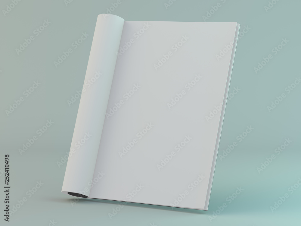 Blank page or notepad for mockup or simulations. 3D Stock Illustration ...