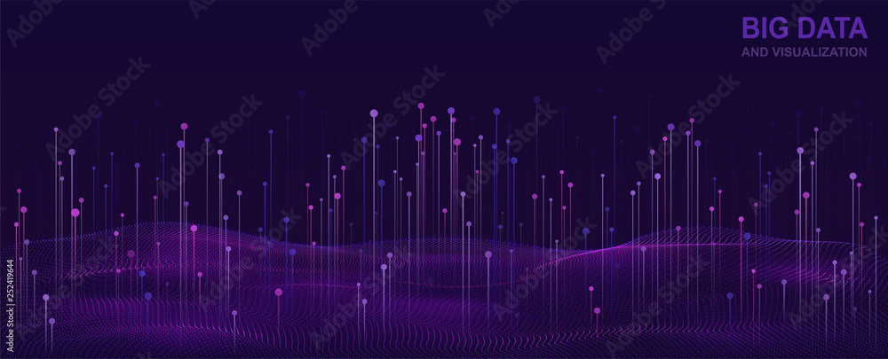 Big data visualization. Futuristic design of data flow. Abstract ...