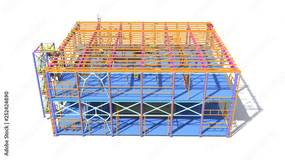 Building Information Model of metal structure. 3D BIM model. The ...