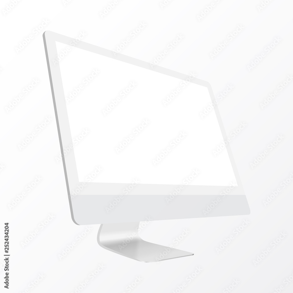 Mockup Realistic Computer display isolated on white background. Computer display with blank ...
