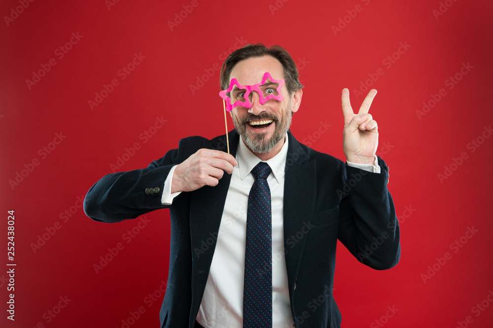 Guy enjoying party carnival. Holiday party celebration. Having fun ...