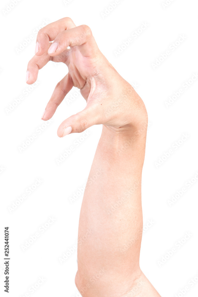 Male Caucasian hand gestures isolated over the white background, set of ...
